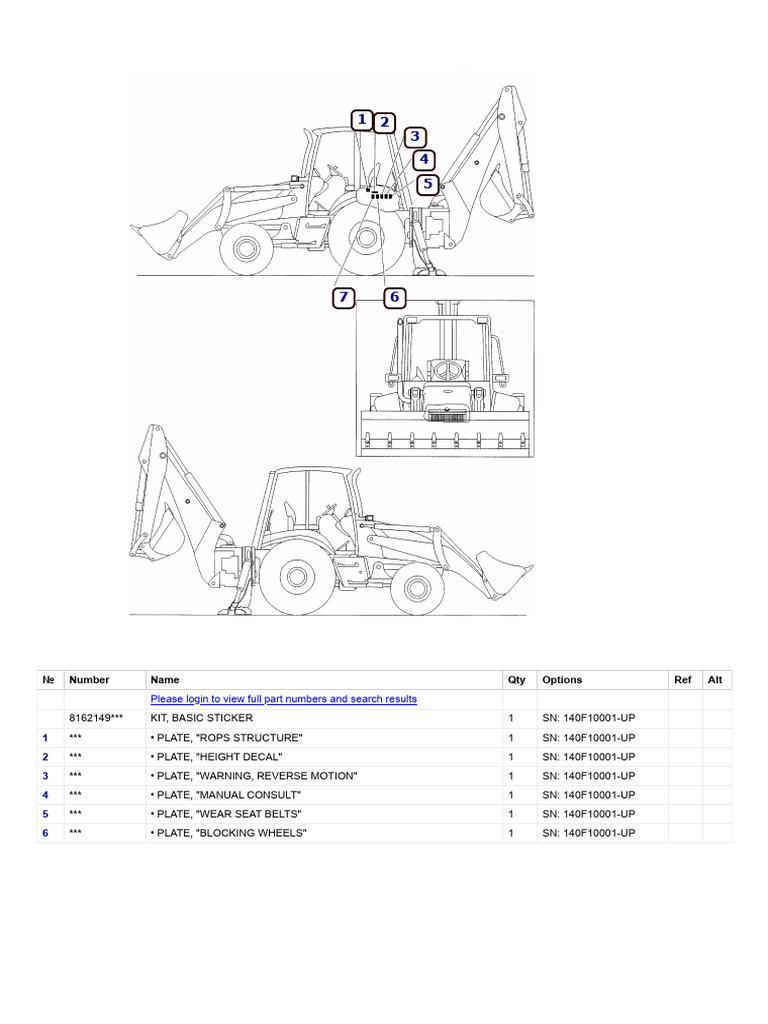 Wb140-2 S - N 140f10001-Up - Stickers - Warning Plate (5 - 5) (Only For ...