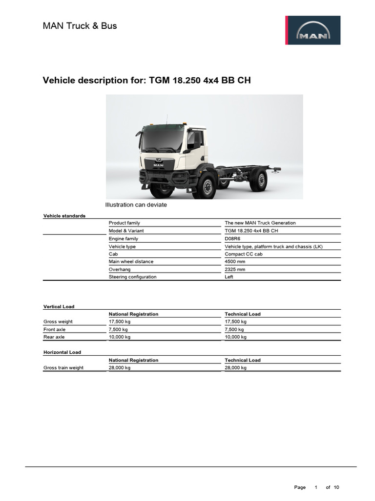 Vma5124 Man TGM 18250 BB CH 4x4 Chassis Cabin en | PDF