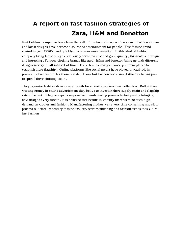 A report on fast fashion strategies of | PDF
