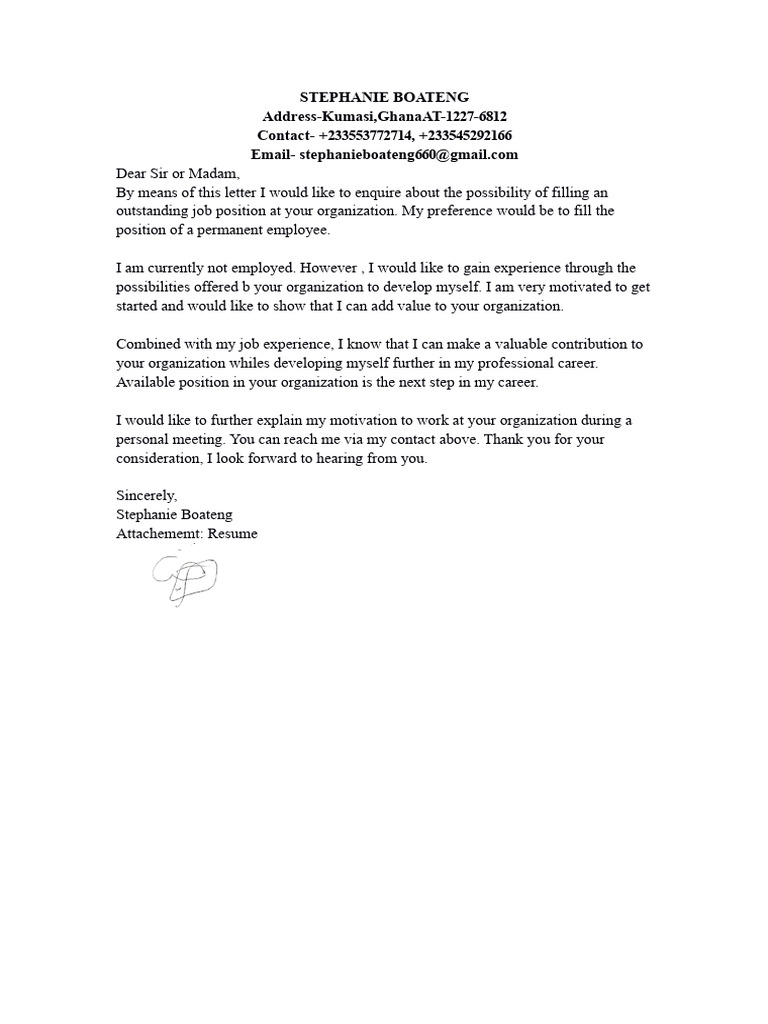 Cover Letter Steph | PDF | Career & Growth | Self-Improvement