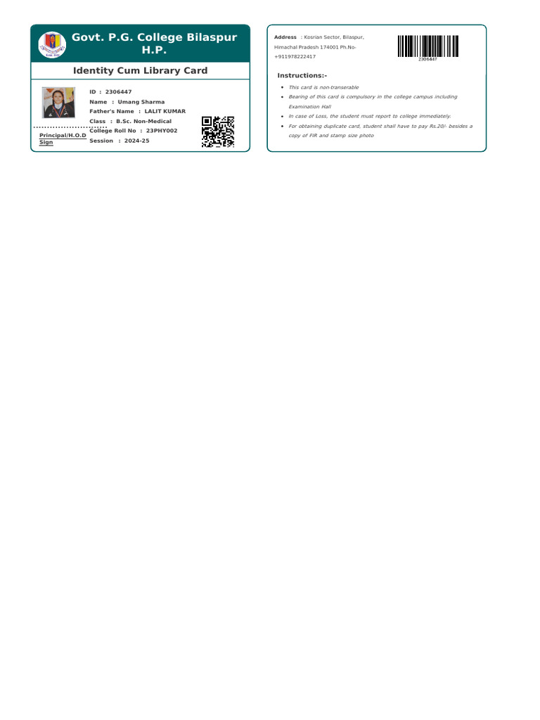 Student I Card | PDF