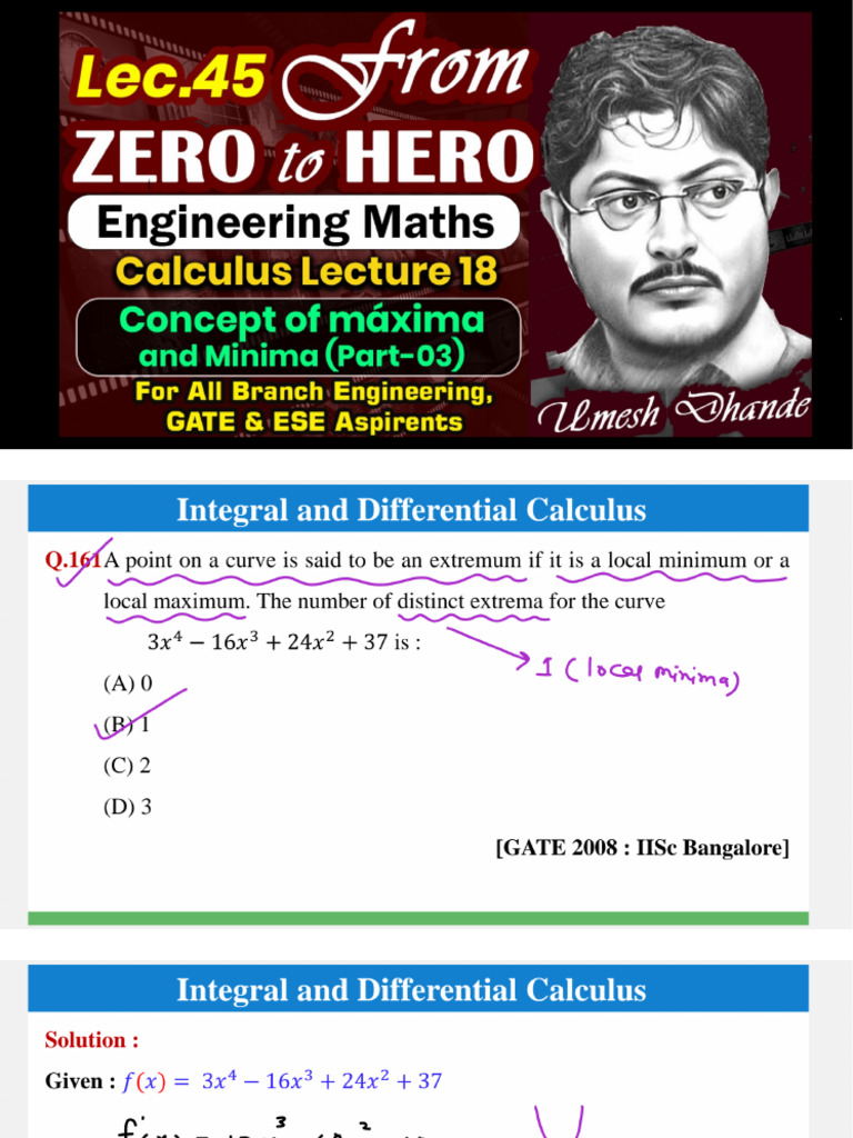 L45 Engg. Maths Concept of Máxima and Minima (Part-03) Calculus Lec.18 | PDF