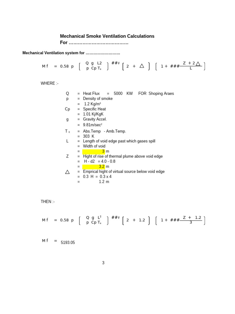 Smoke & Ventilation Calculations-1 | PDF