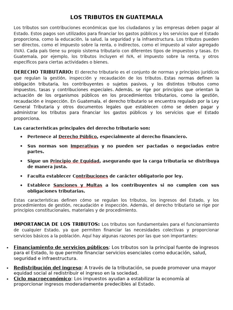 Los Tributos en Guatemala | PDF