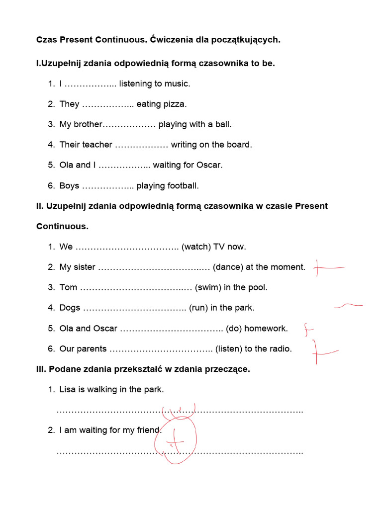 Czas Present Continuous | PDF