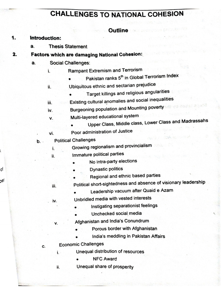 Challenges To National Cohesion | PDF
