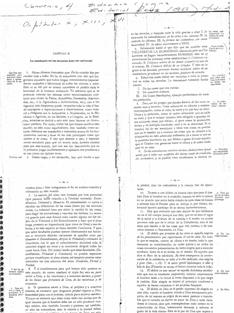 III - Oblig. COMENIO - Cap X XIII y XVI de Didactica Magna. Clase 5 | PDF