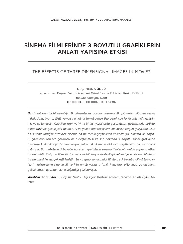 S - Nema F - Lmler - Nde 3 Boyutlu Graf - Kler - N Anlati Yapisina Etk - S - (#1307969 ...