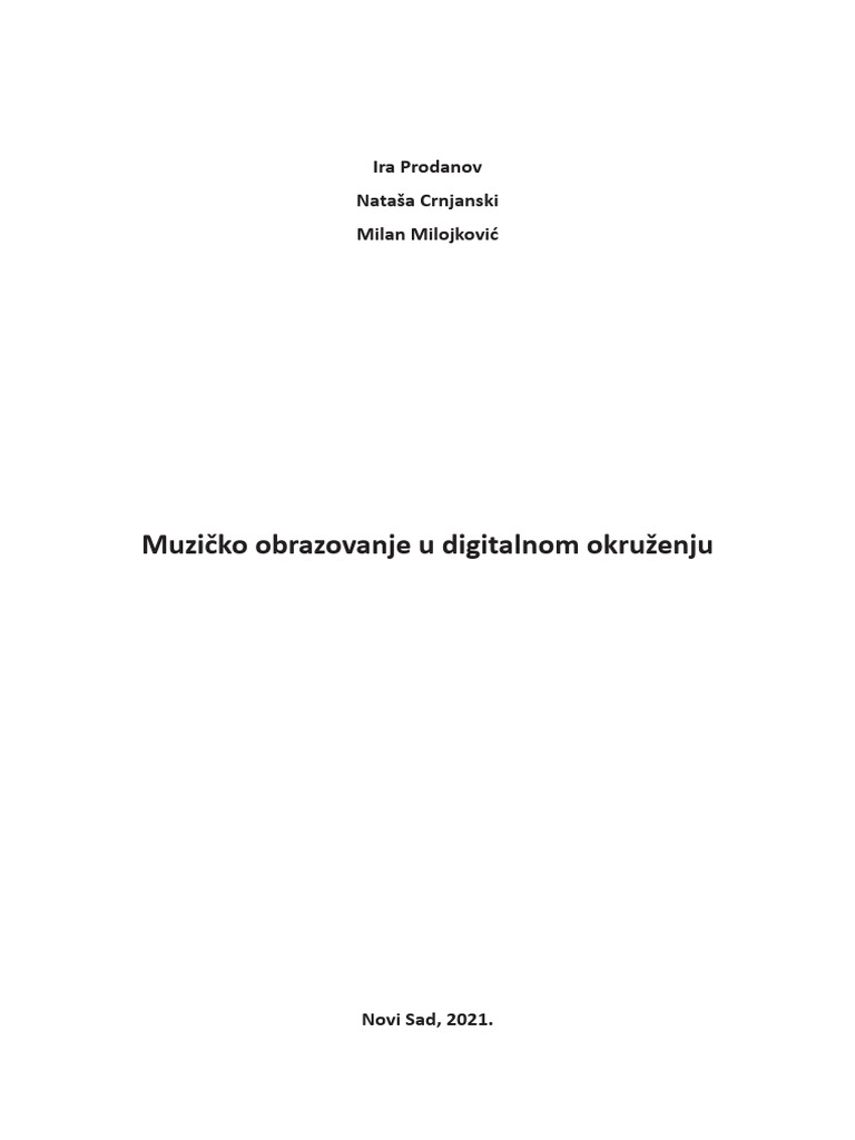 Muzicko Obrazovanje U Digitalnom Okruzenju e Book | PDF