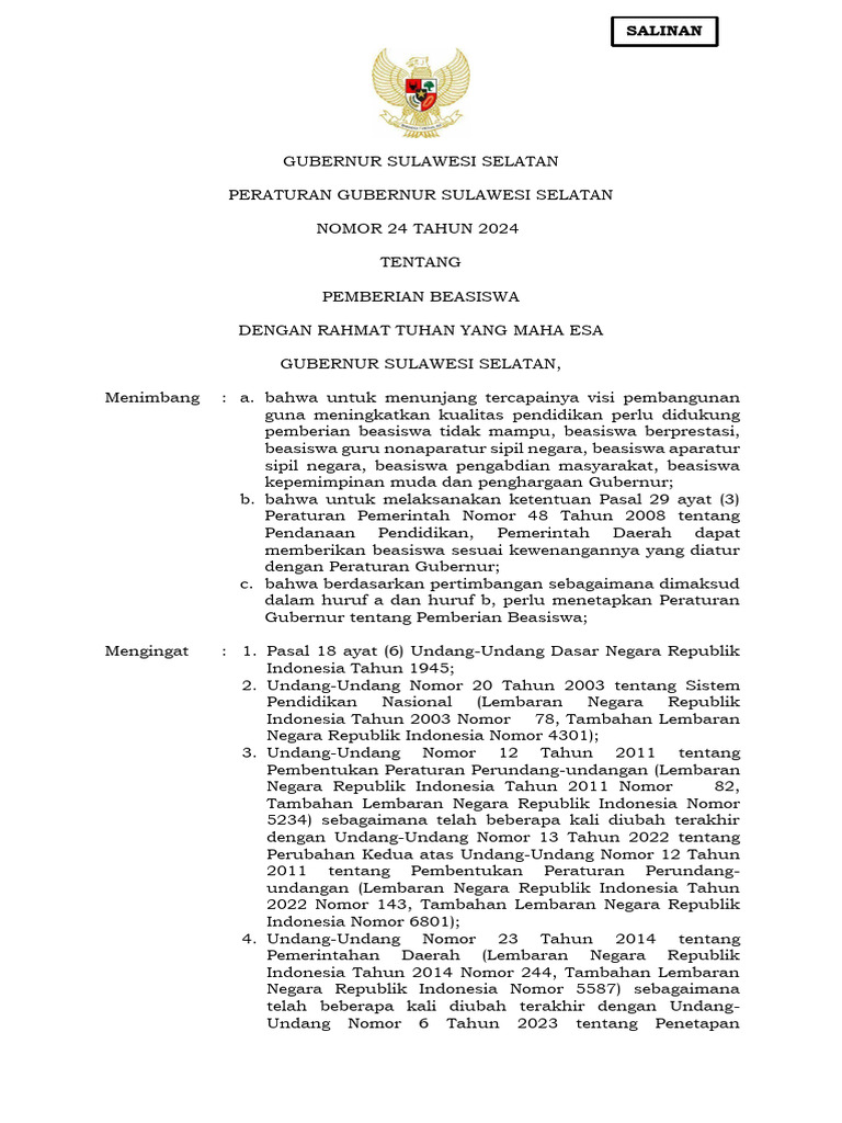 Pergub Nomor 24 Tahun 2024 | PDF