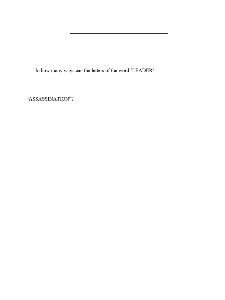 Permutation And Combination Practice Sheet 1 PDF