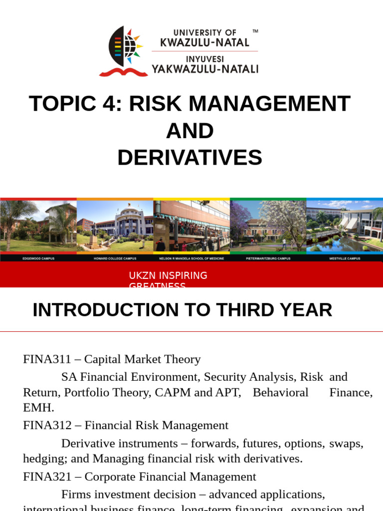 Topic 4.1 - Risk Management and Derivatives | PDF