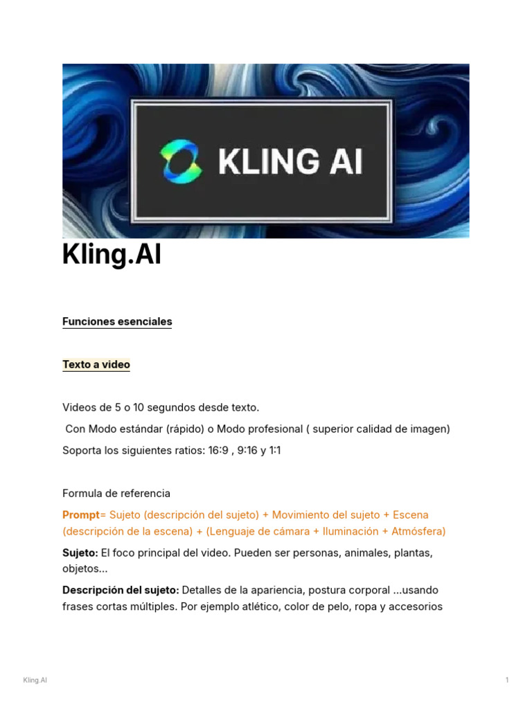 kling tutorial | PDF