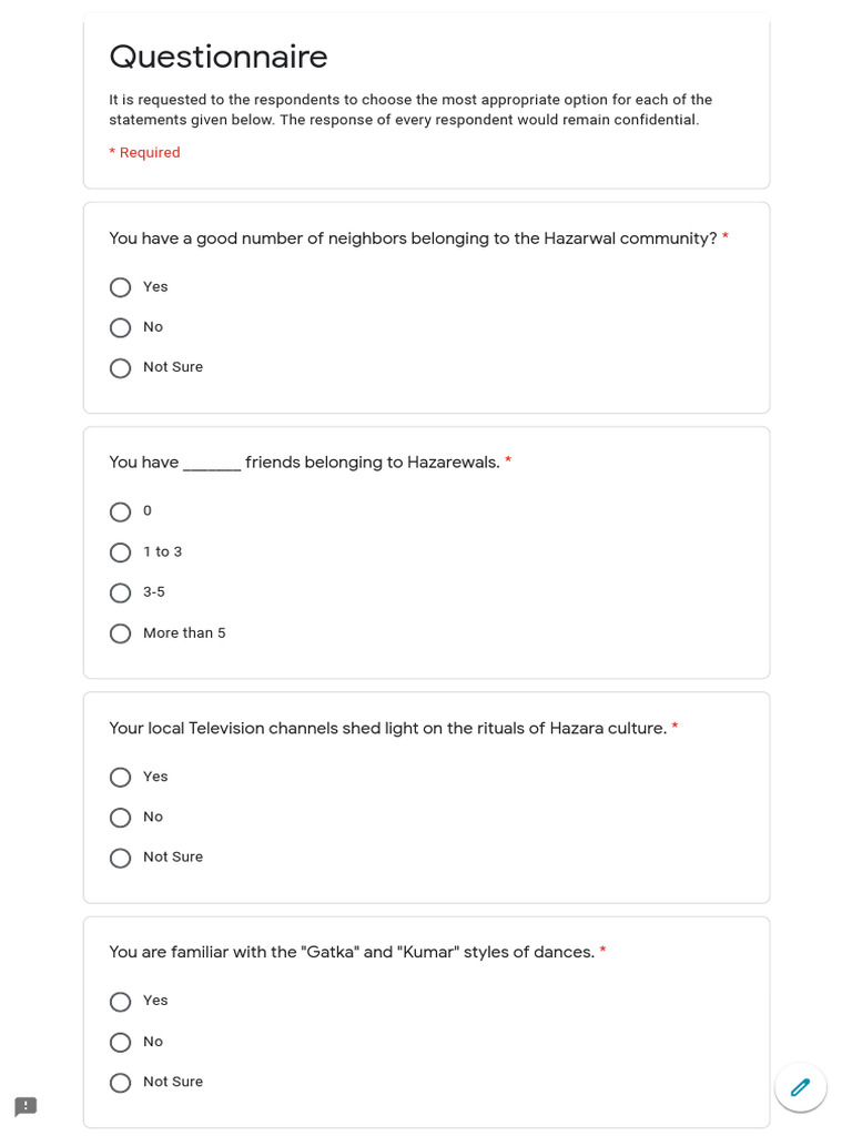 Questionnaire For RM Assignment | PDF
