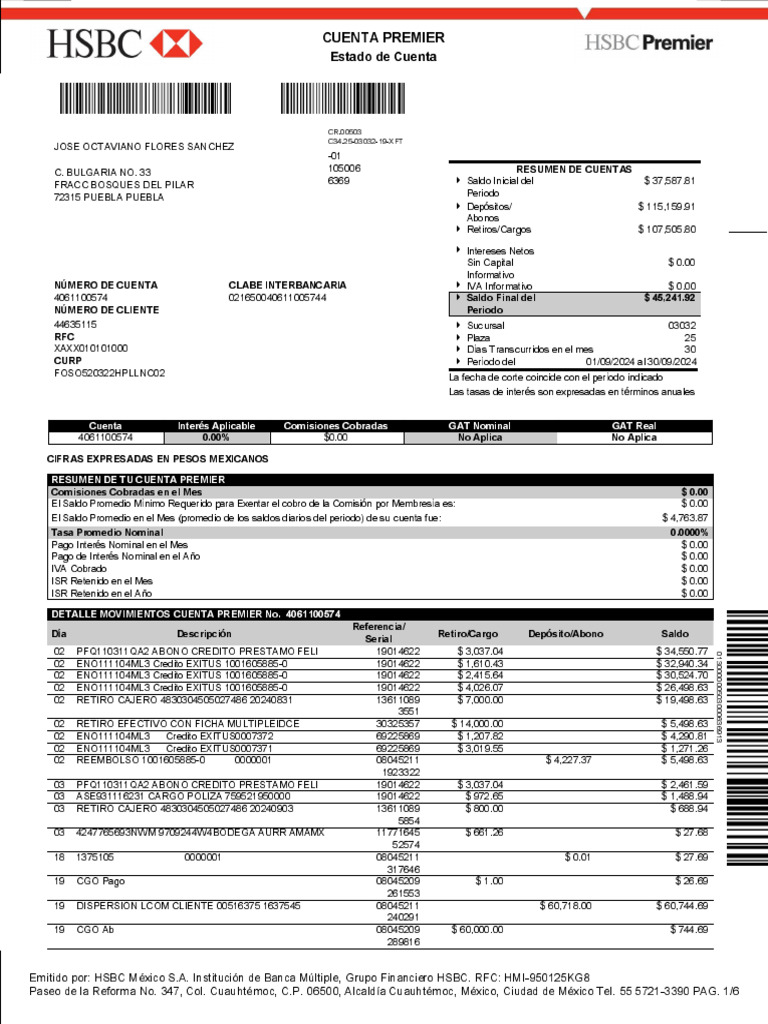 Formato estado de cuenta | PDF