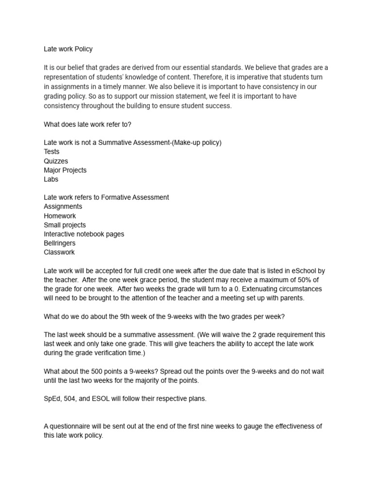 Late Work Policy | PDF