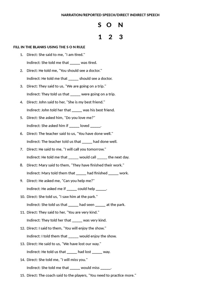 Narration Part 1 (Declarative Sentences) | PDF