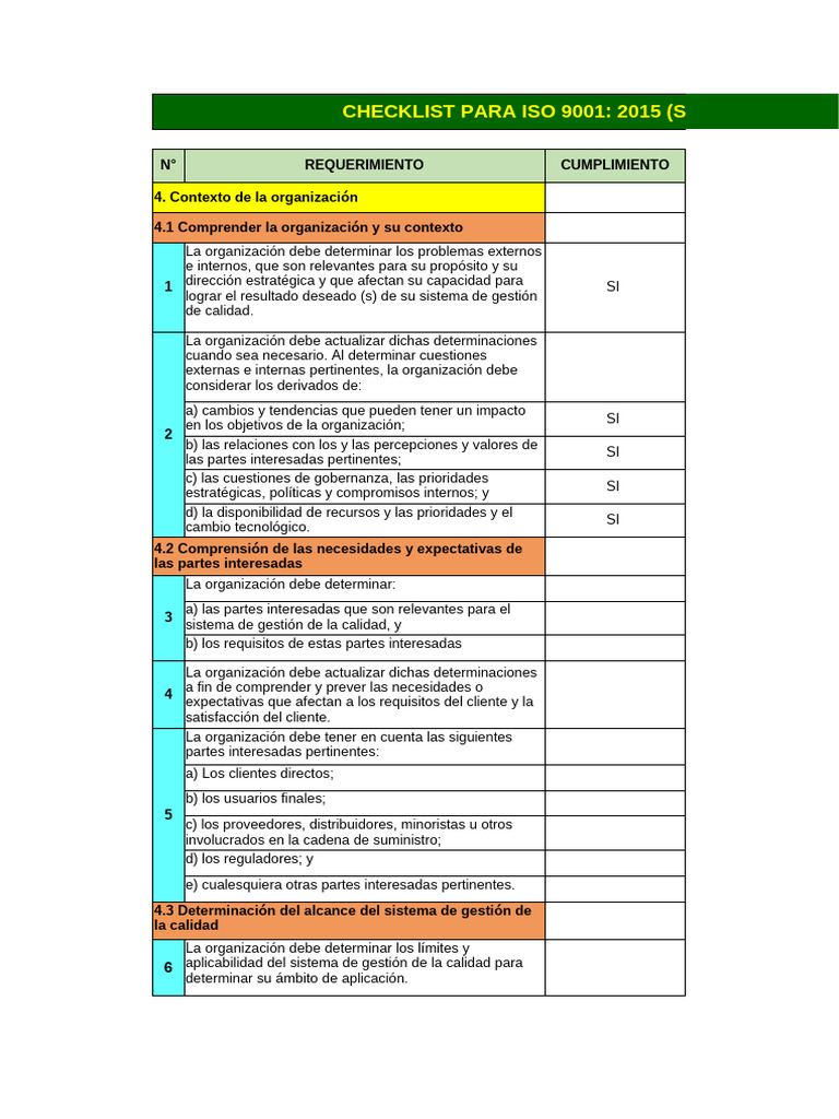 CHECK_LIST_ISO_9001_2015 | PDF CHECK_LIST_ISO_9001_2015 | PDF