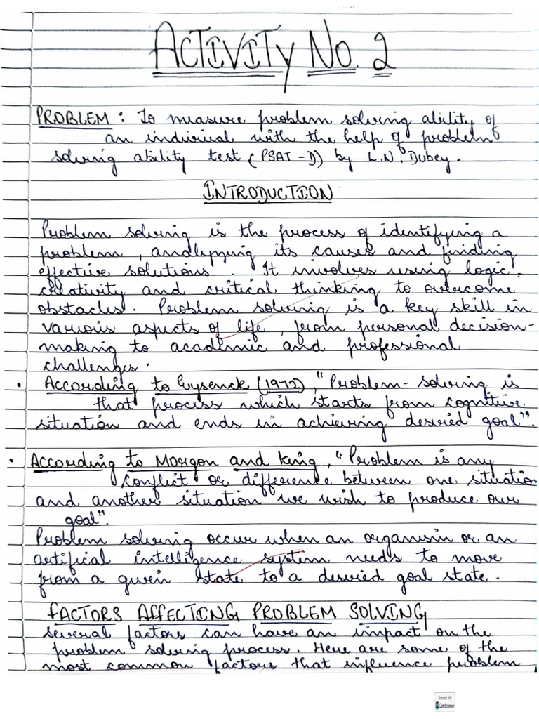 Ex- 2 Problem Solving | PDF