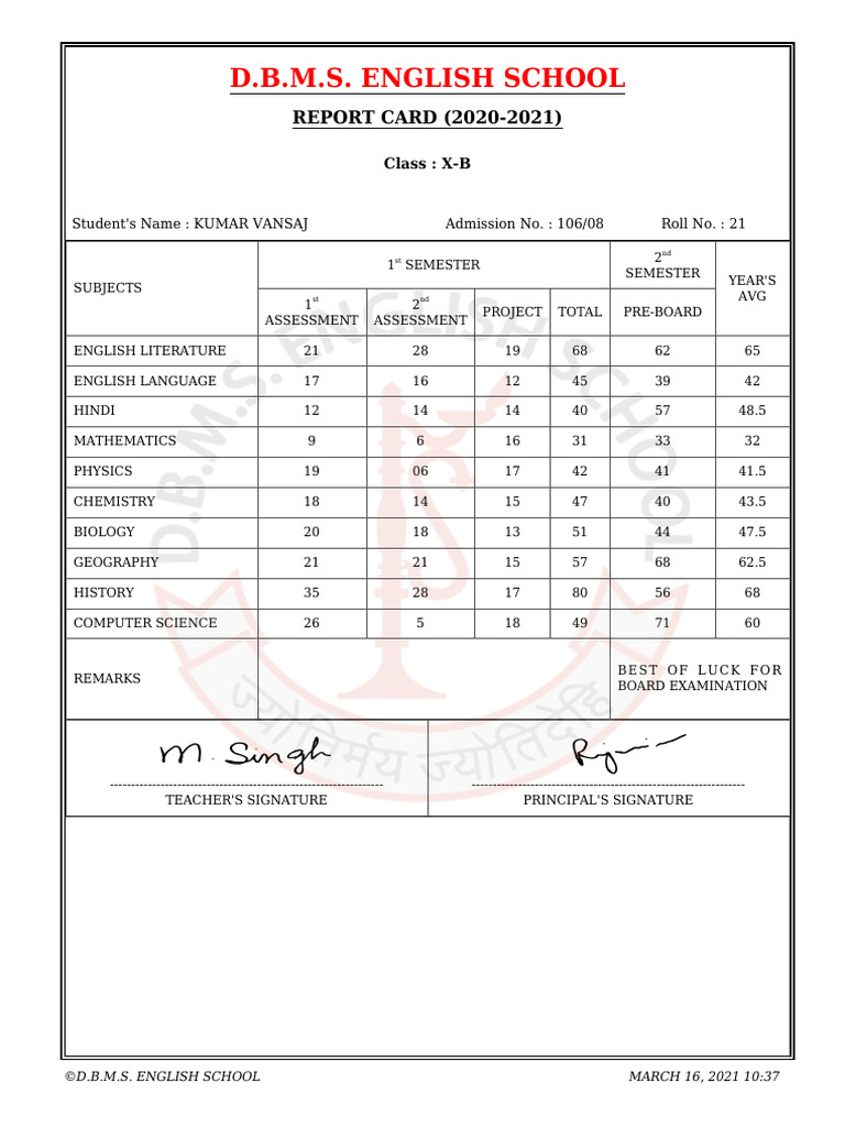 Report Card | PDF