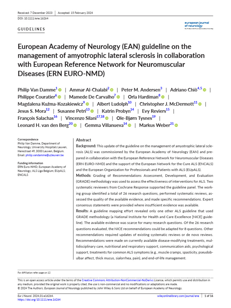 ALS Management Guidelines | PDF | Randomized Controlled Trial | Self ...