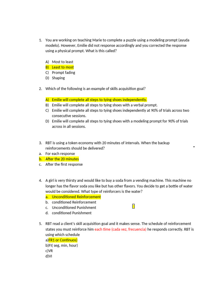 RBT Skills | PDF | Reinforcement | Psychological Concepts