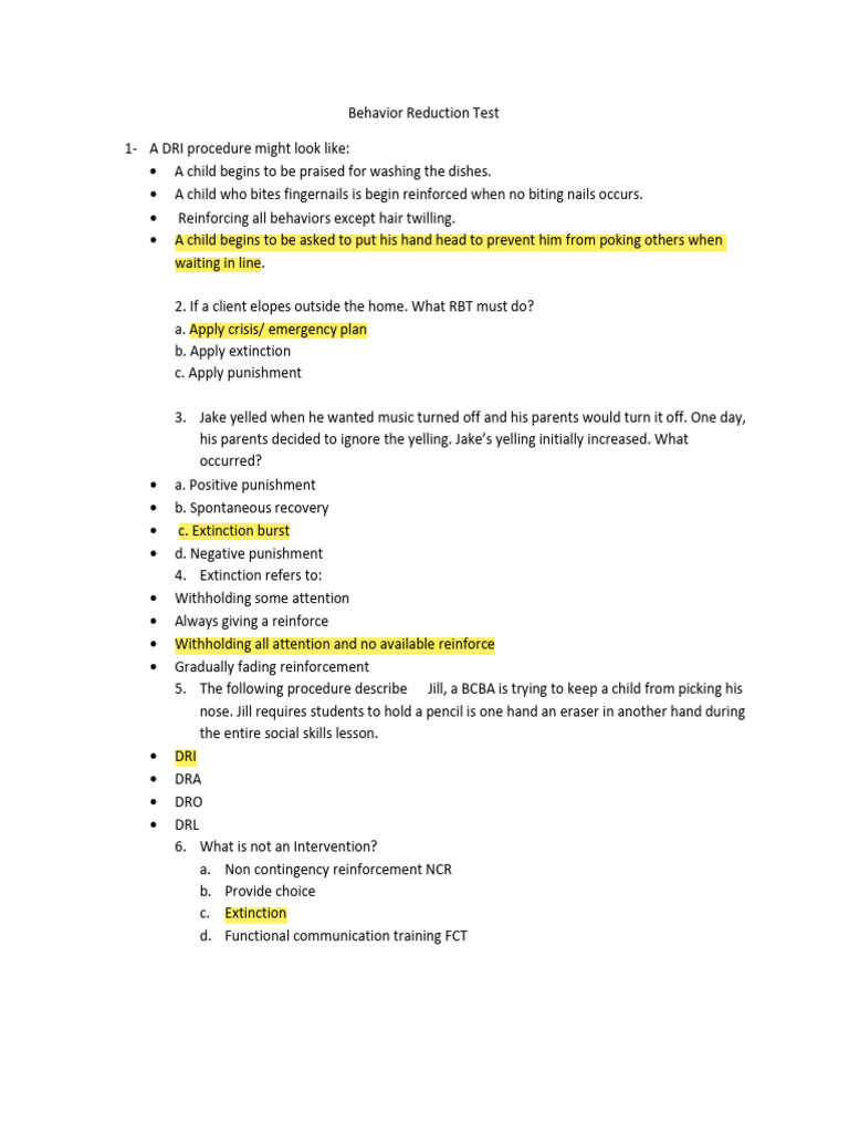 Test Behavior Reduction | PDF | Reinforcement | Social Science