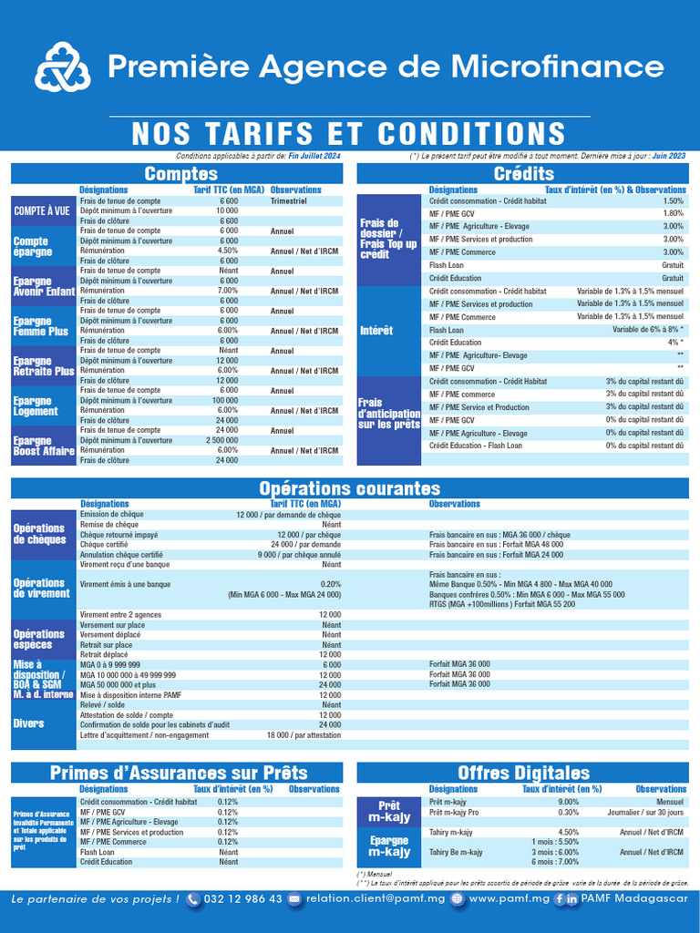 A2 CMJN Nos Tarifs Et Conditions 20240613 | PDF