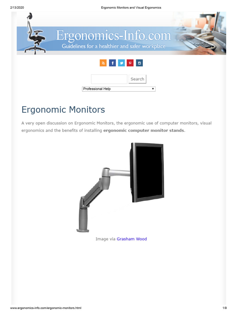 Ergonomic Monitors and Visual Ergonomics | PDF