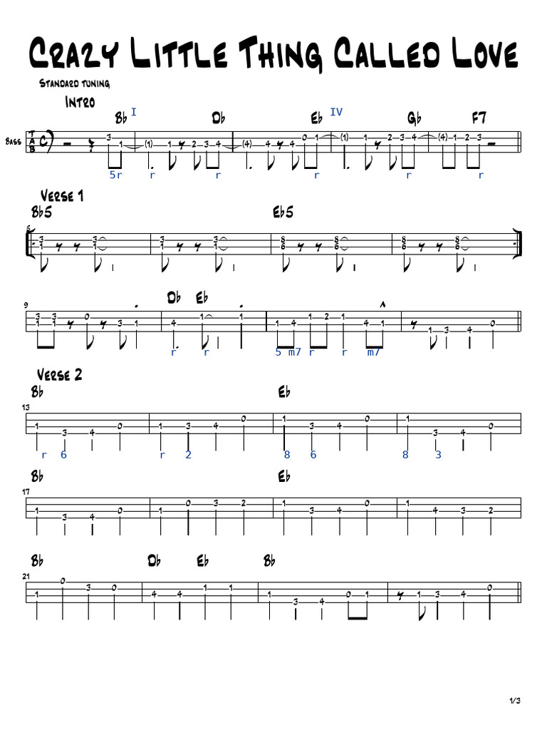 Crazy-Little-Thing-Called-Love - Bass Tab | PDF | Necked Lutes ...