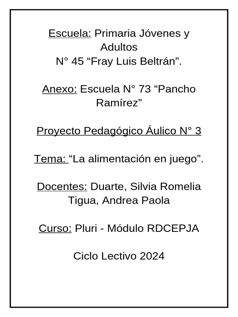 Proyecto #3. EPJA | PDF
