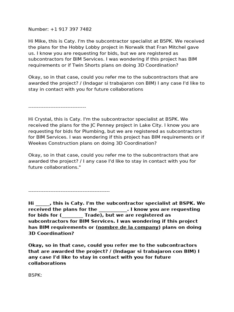 Script For BID - Cata | PDF