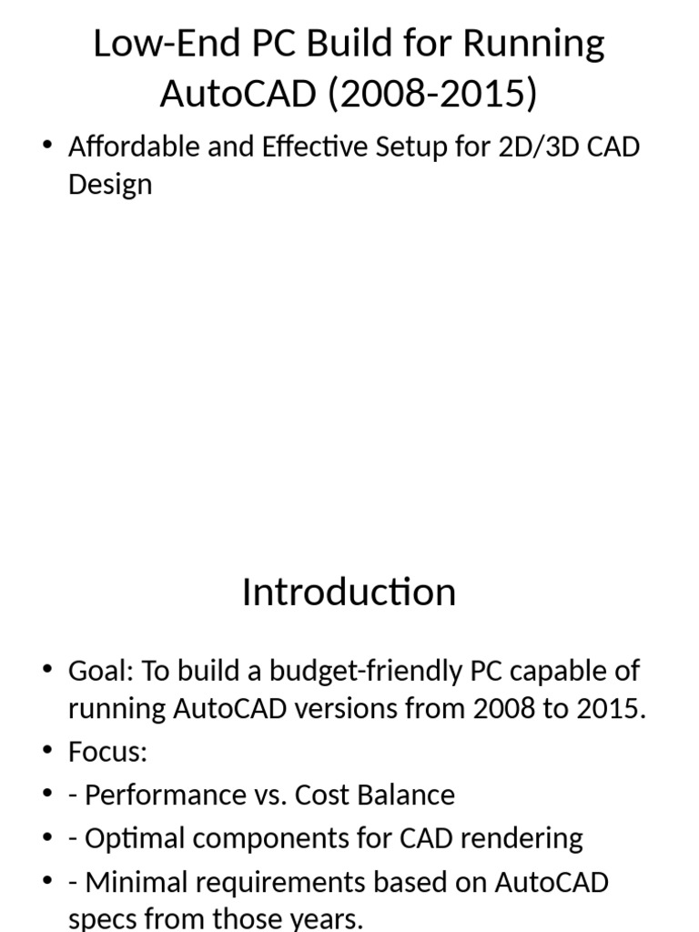 Low End PC Build AutoCAD | PDF