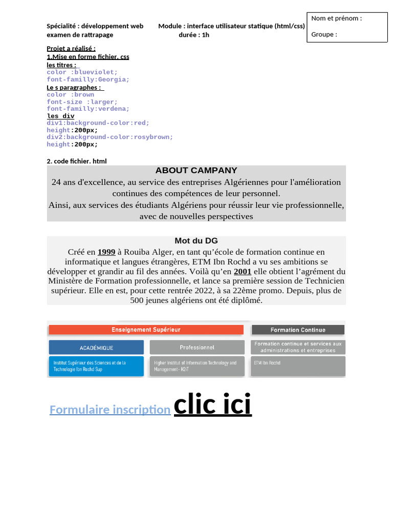 Examen HTML | PDF