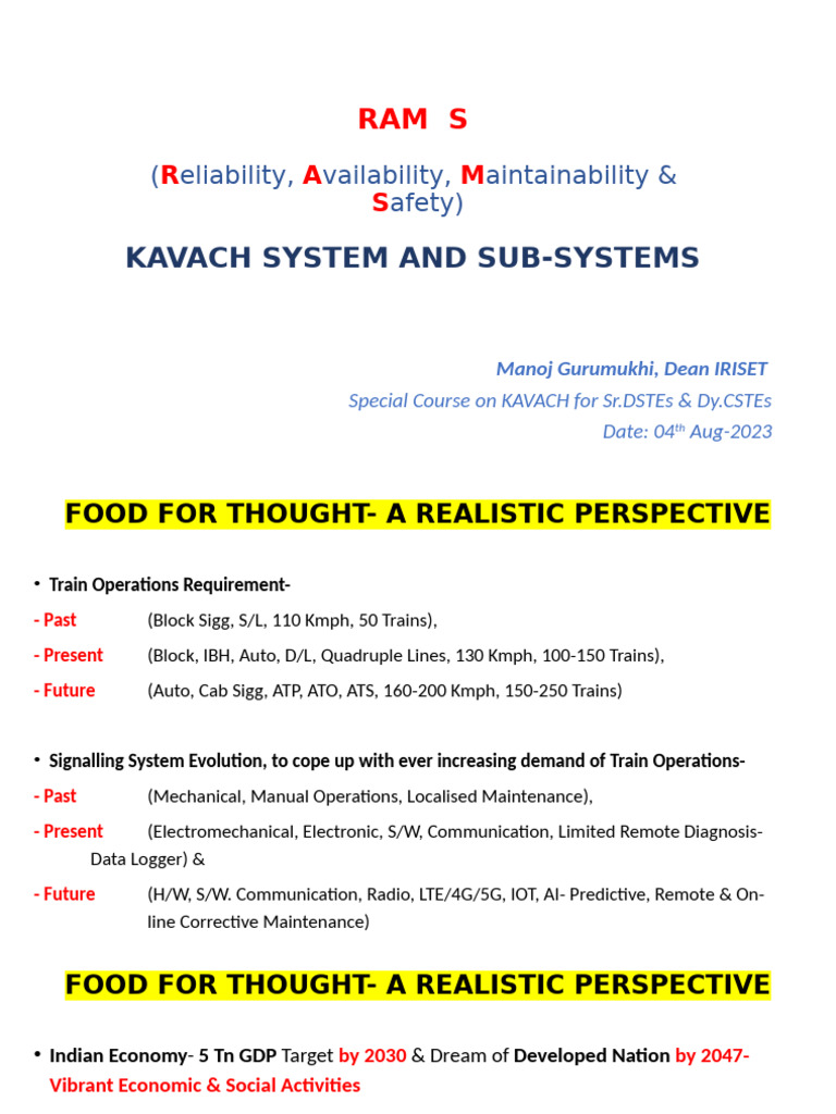 0.00001 RAMS-KAVACH SYSTEM & SUBSYSTEM - DEAN Ver1.0 2-07-23 ...