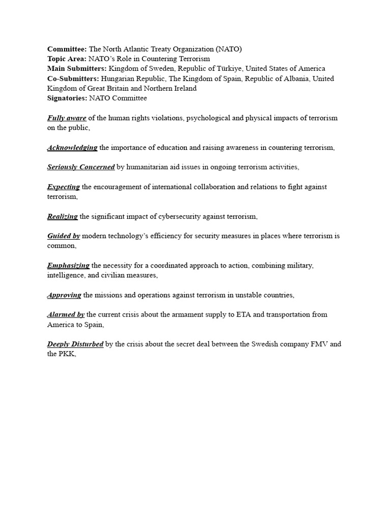 NATO's Draft Resolution Paper | PDF