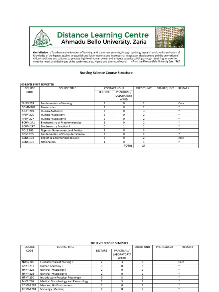 Nursing Course Structure | PDF