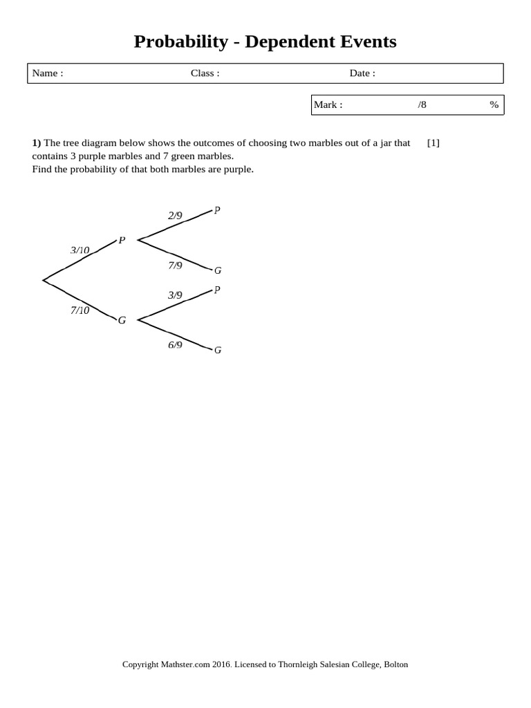 Probability - Dependent Events - 3 | PDF