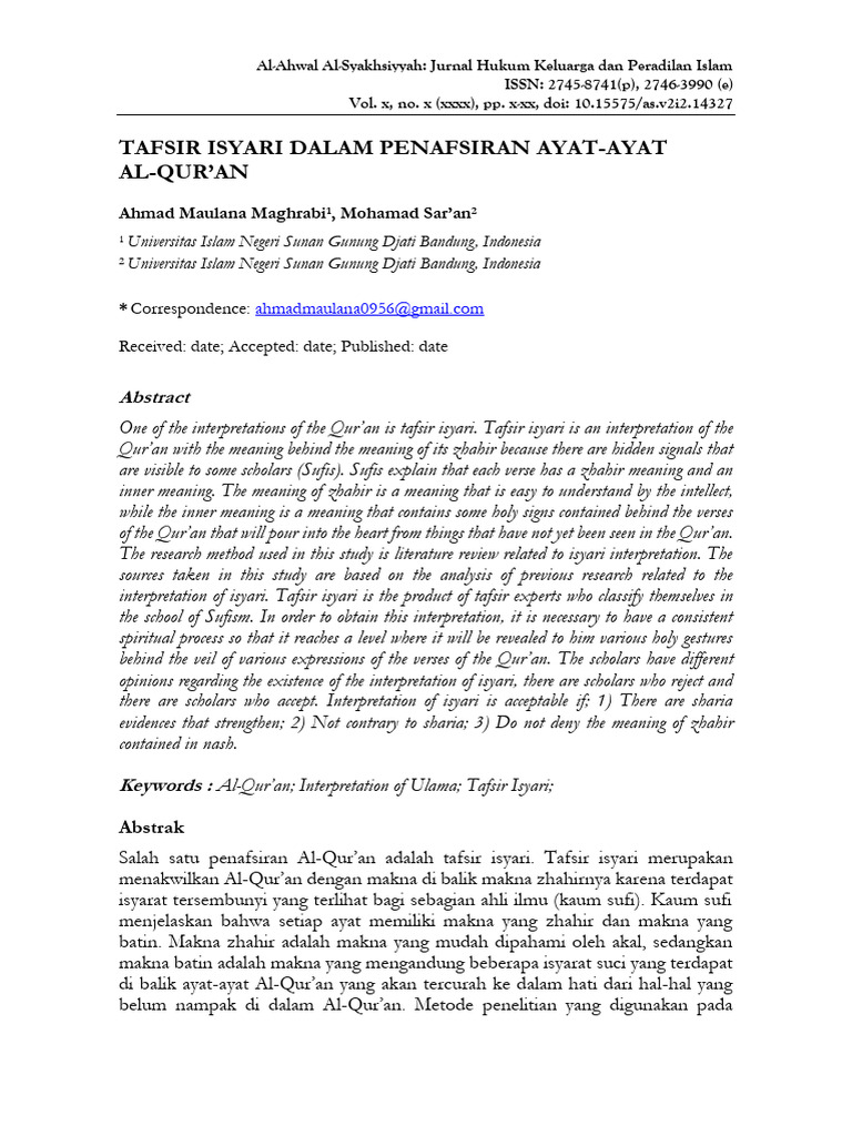 Jurnal 3 - Tafsir Isyari Dalam Penafsiran Ayat-Ayat Al-Qur'an | PDF