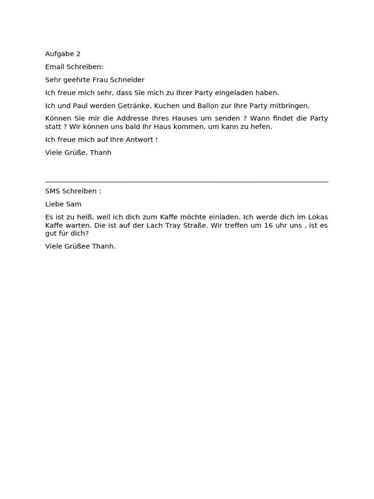 Email Schreiben Aufgabe 2 | PDF