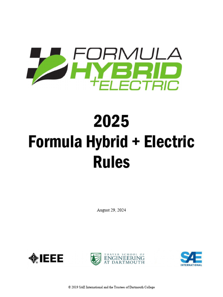 2025 Formula Hybrid+Electric Rules v1 08292024 | PDF