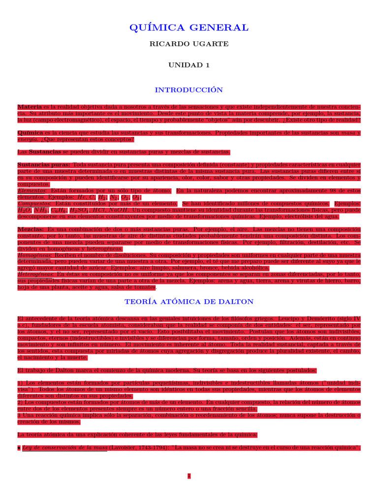 U1 QUÍMICA Lectura 1 | PDF