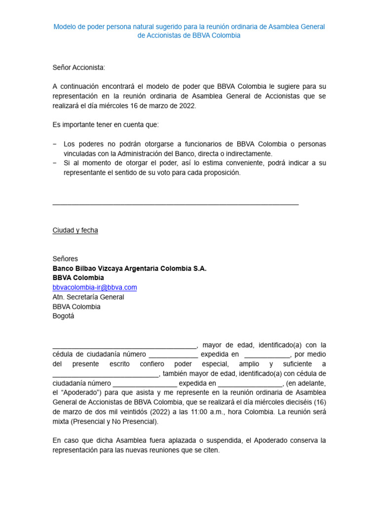 Modelo de Poder Persona Natural | PDF | Gobierno