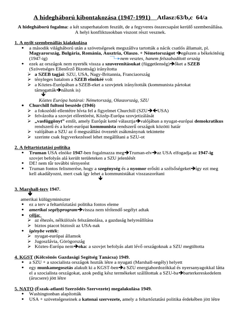 A Hidegháború Kibontakozása | PDF