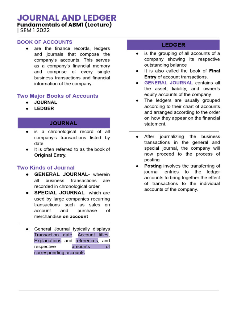 Journal and Ledger | PDF