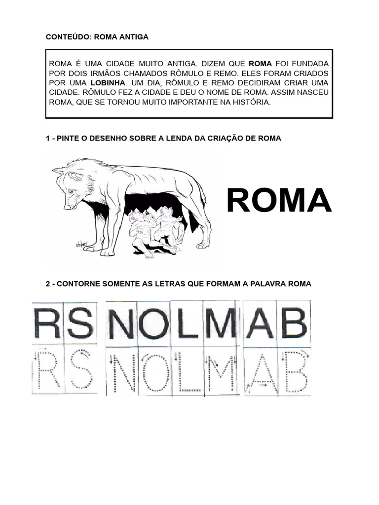 Atividades Roma Antiga (Adaptada) | PDF