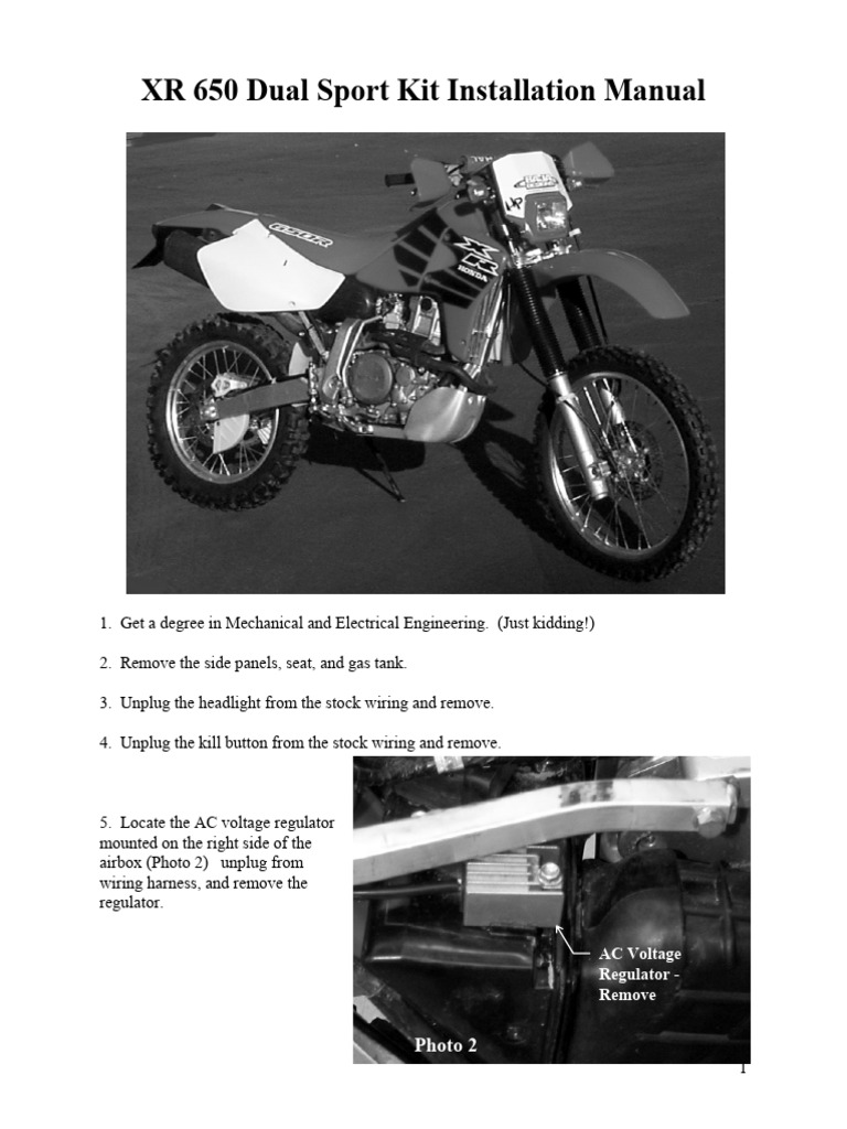 XR650 Rinstallmanual | PDF