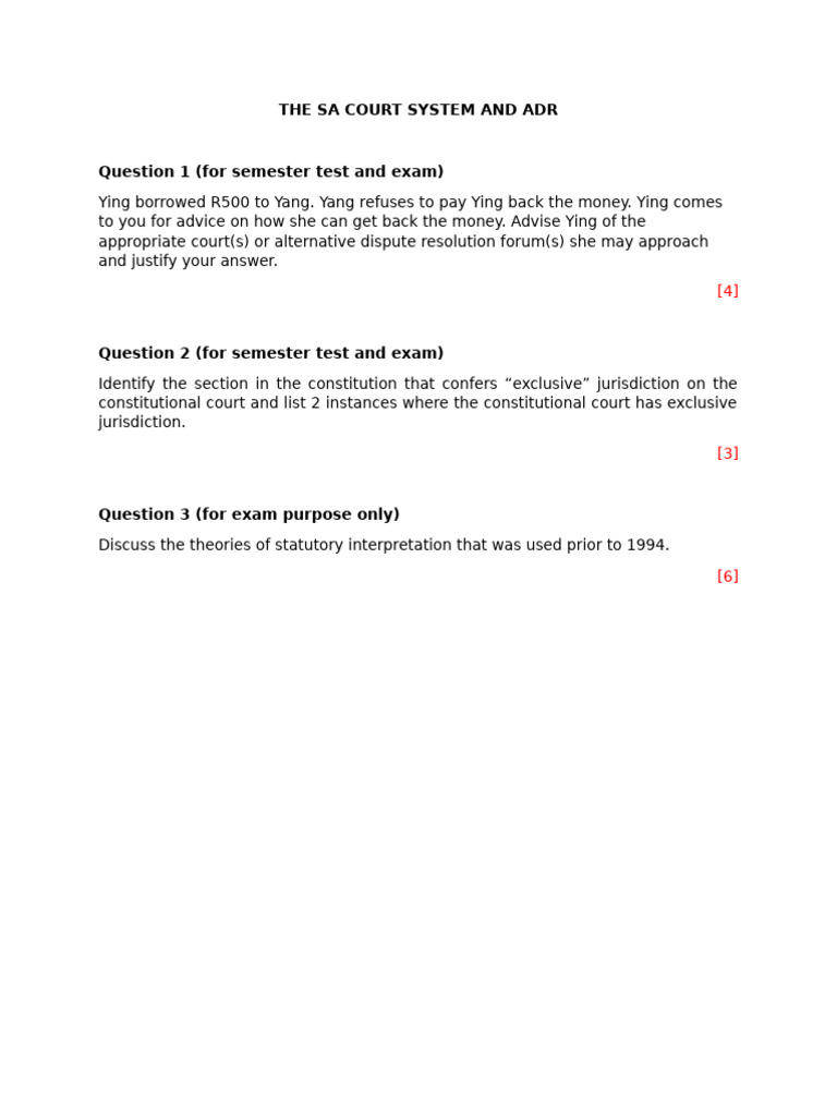 Class Test Questions | PDF