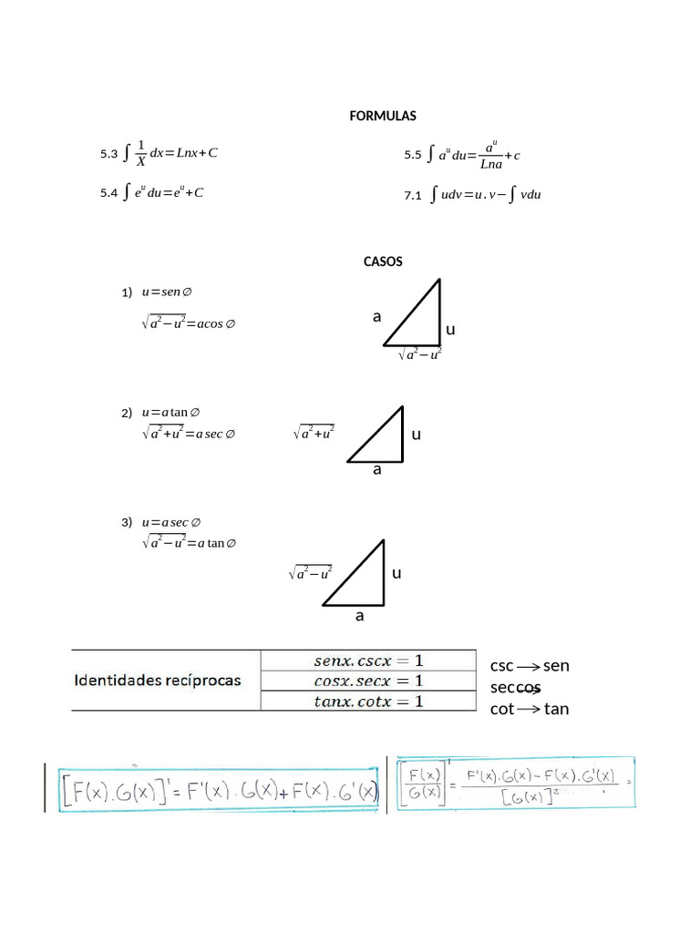 Formulas Calculo | PDF