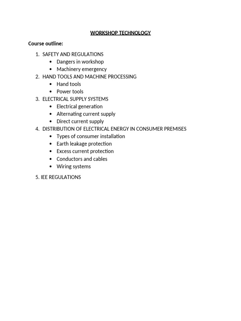 Workshop Technology Notes | PDF | Electric Power Distribution | Direct ...